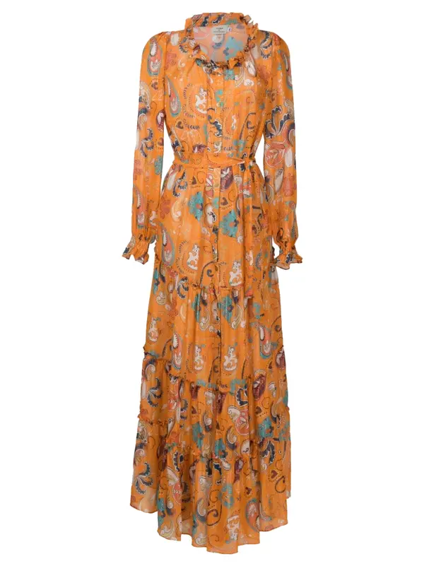 AMIR SLAMA Graphic-pattern Maxi Shirtdress - Orange