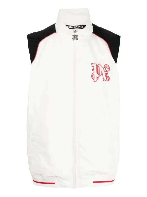 Palm Angels Racing Paddock Monogram-embroidered Vest - Neutrals