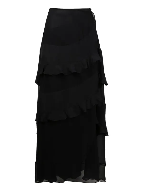 AMIR SLAMA Ruffled-trim Maxi Skirt - Black