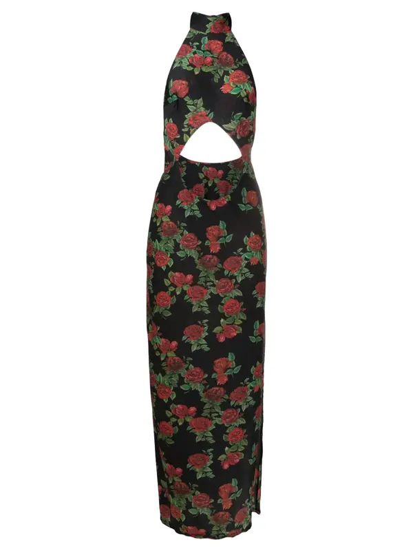 AMIR SLAMA Floral Maxi Dress - Black