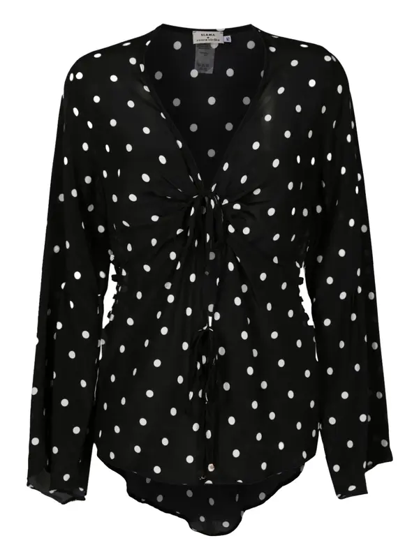 AMIR SLAMA Polka-dot Silk Blouse - Black