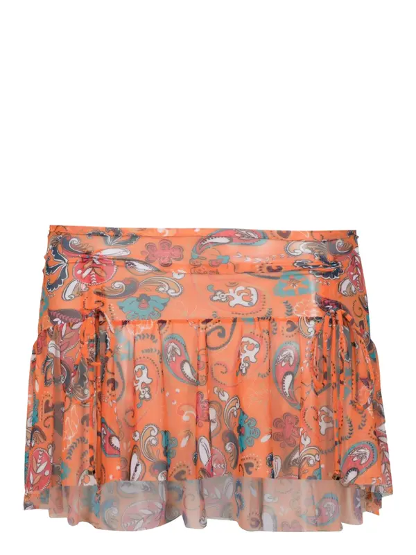 AMIR SLAMA Graphic-print Mini Skirt - Orange