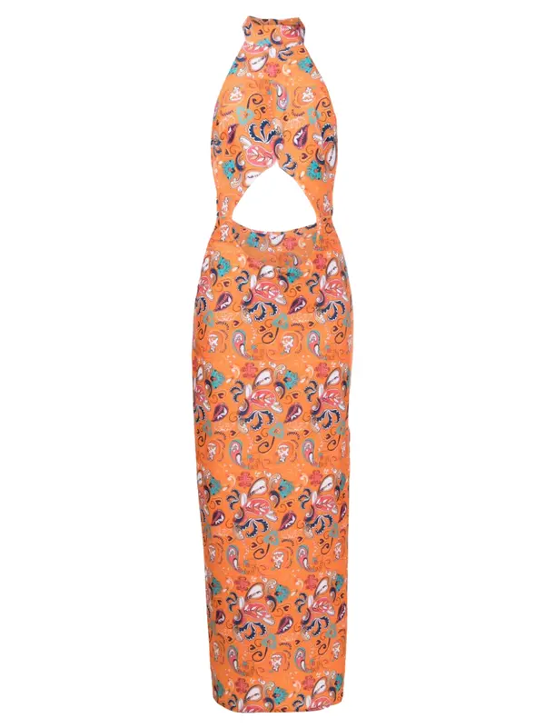 AMIR SLAMA Graphic-print Maxi Dress - Orange