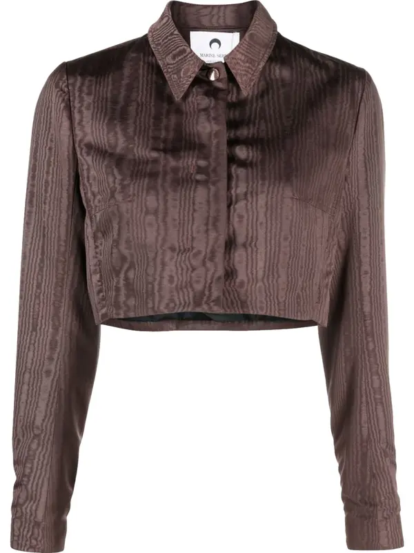 MARINE SERRE Regenerated Moire Tailored Jacket - Brown