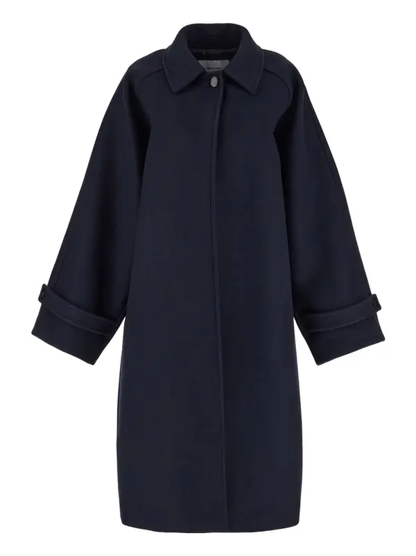 FERRAGAMO Single-breasted Wool Coat - Blue