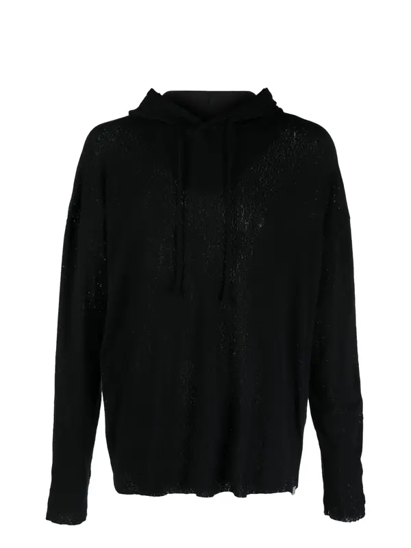 1017 Alyx 9sm Distressed Cotton Hoodie - Black