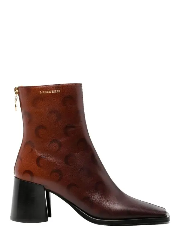 MARINE SERRE Airbrushed Crescent Moon-print Boots - Brown