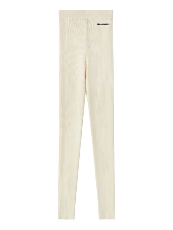 JIL SANDER Logo-patch Knitted Leggings - Neutrals