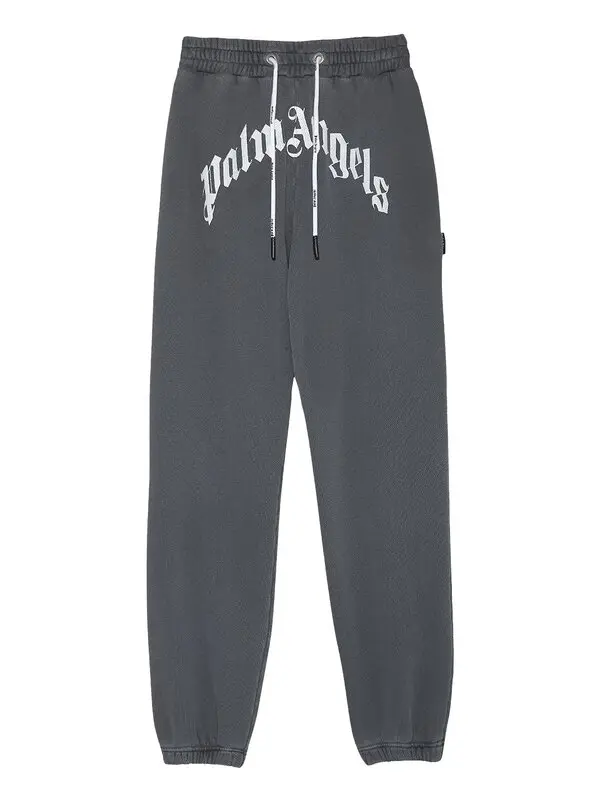Palm Angels Gd Curved Logo Sweatpants /white - Black