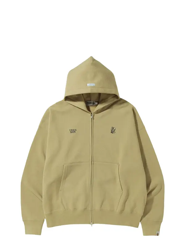 A BATHING APE Ursus Loose Fit Zip Up Hoodie - Cream