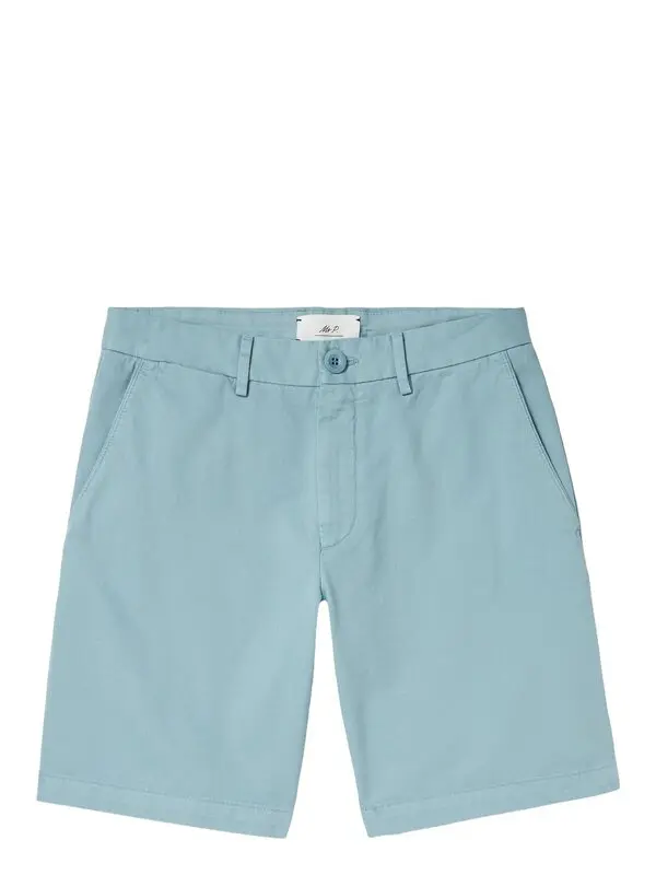 Mr P. Straight-leg Cotton-twill Shorts - Blue