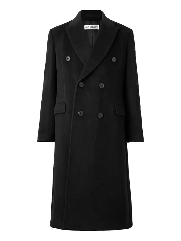Our Legacy Whale Double-breasted Mohair-blend Coat - Black