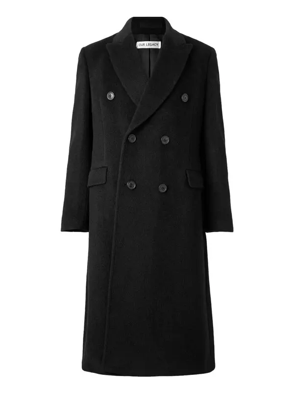 Our Legacy Whale Double-breasted Mohair-blend Coat - Black