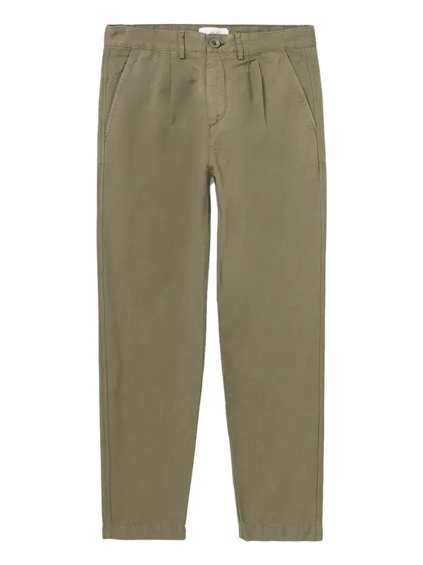 Mr P. Straight-leg Pleated Garment-dyed Trousers - Green