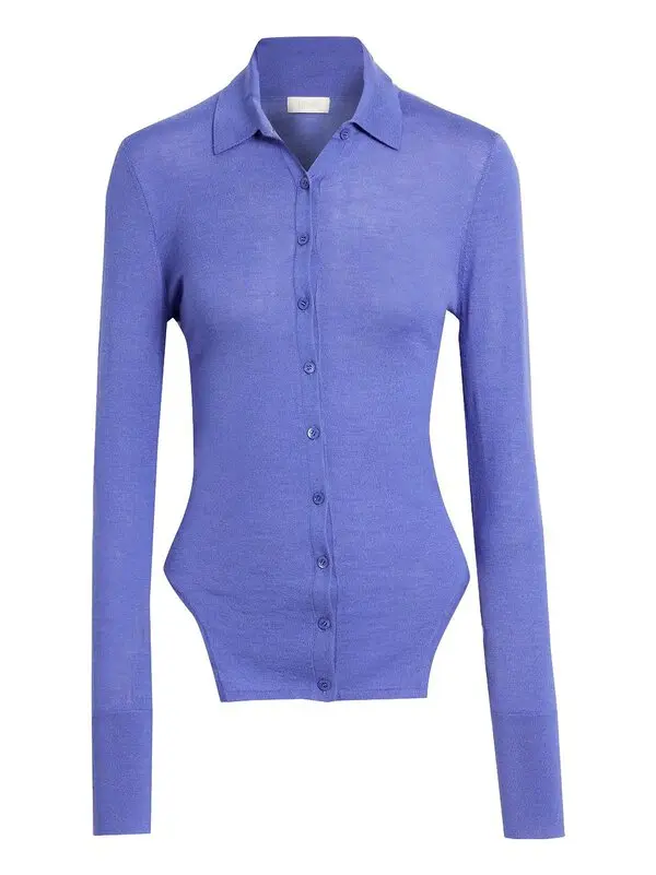 Lapointe Asymmetrical Wool, Silk, And Cashmere-blend Shirt - Lavender