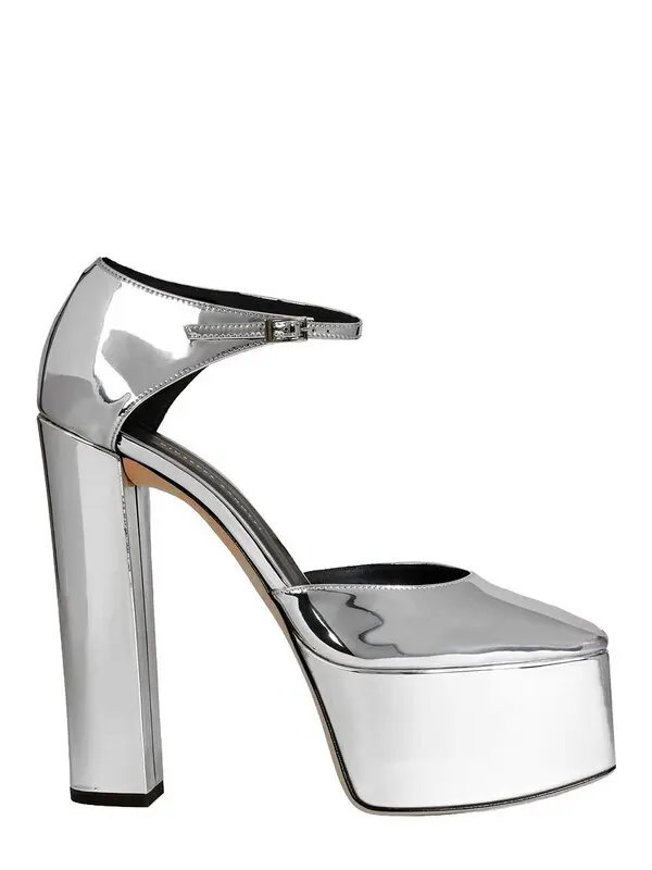 GIUSEPPE ZANOTTI Bebe Mirrored-leather Platform Pumps - Silver