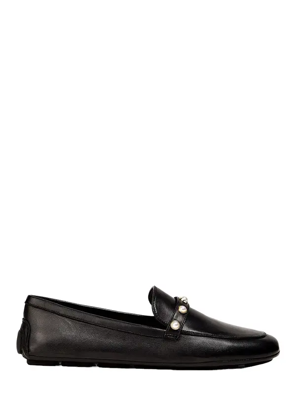 STUART WEITZMAN Allpearls Embellished Leather Loafers - Black