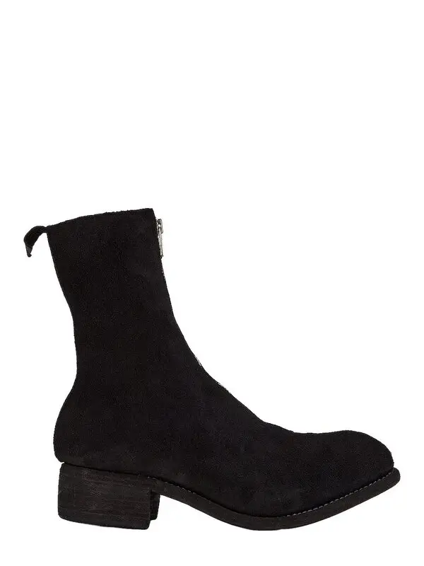 Guidi Pl2 Front Zip Boots - Black Suede