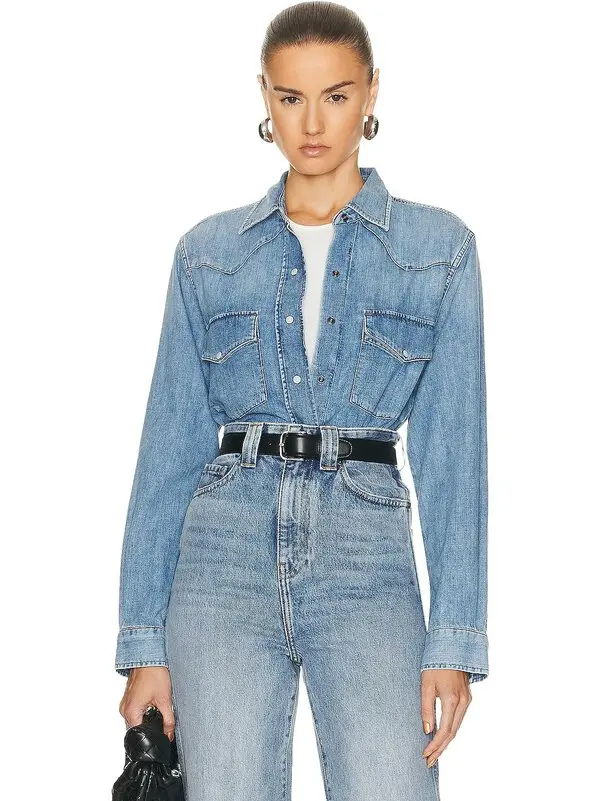 Citizens Of Humanity Cropped Western Shirt - Carolina Blue