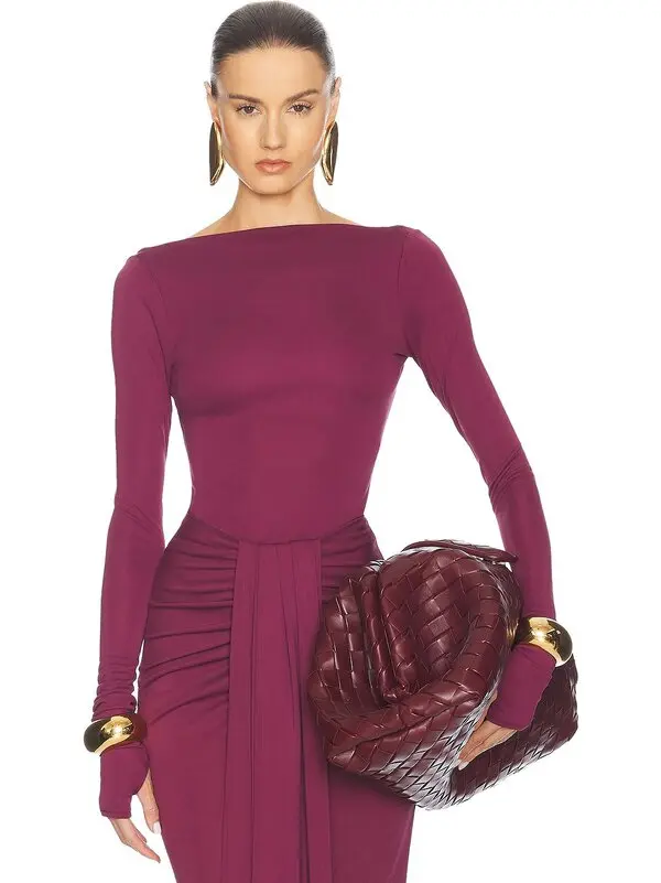 HELSA Matte Jersey Long Sleeve Top - Cabernet