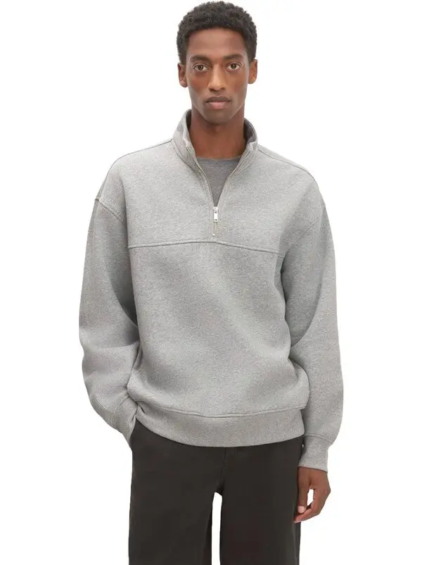 Everlane Retrack Fleece Half-zip - Heathered Grey