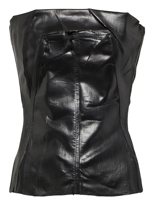 Rick Owens Coated Denim Bustier - Black