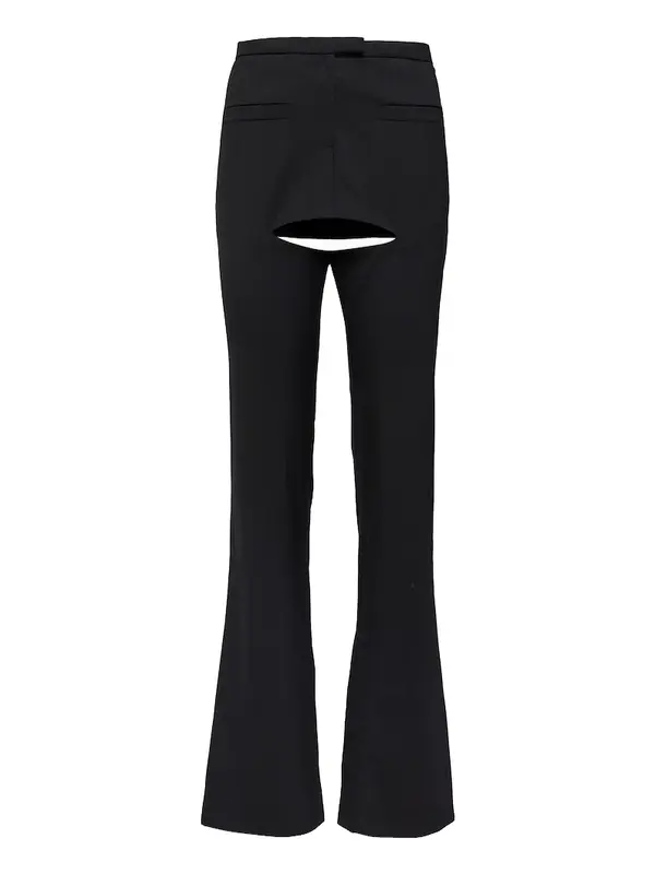COURREGES Courrèges Cutout Flared Wool-blend Pants - Black