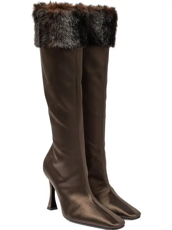 Magda Butrym Faux Satin Knee-high Boots - Brown