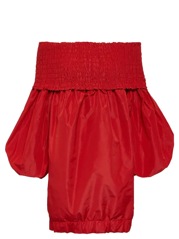 Patou Smocked Off-shoulder Crêpe Minidress - Red
