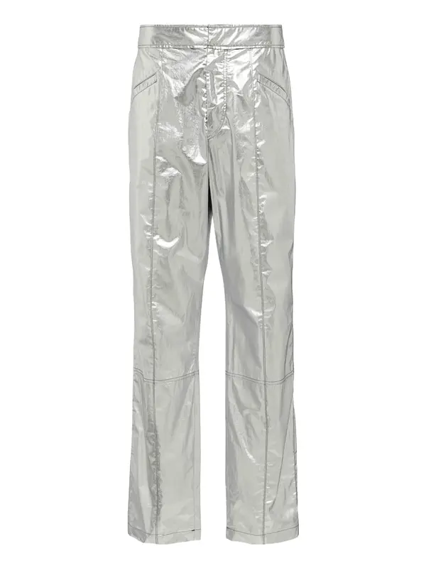 Isabel Marant Anea Coated High-rise Pants - Silver