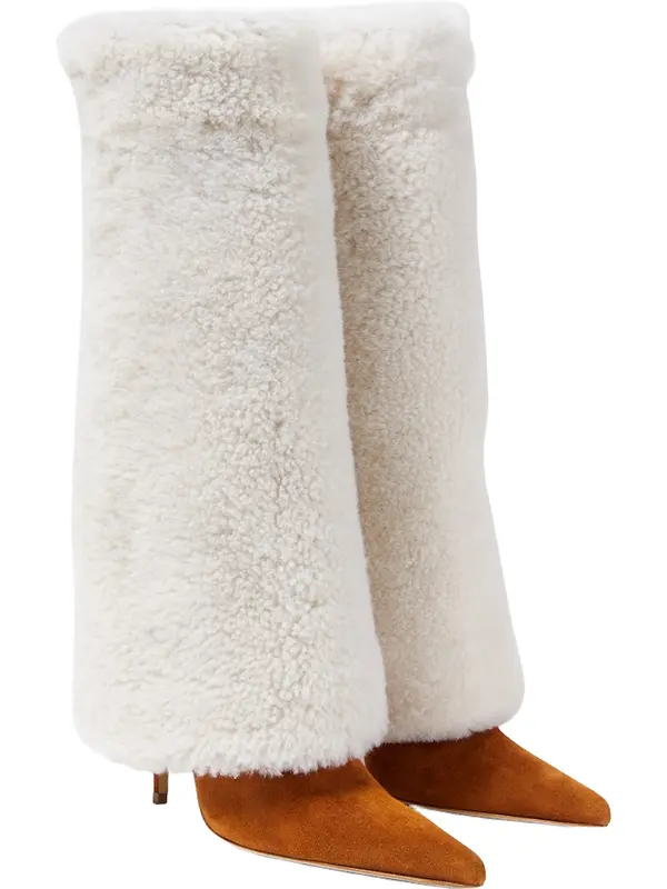 Magda Butrym Shearling And Suede Knee-high Boots - Multicoloured