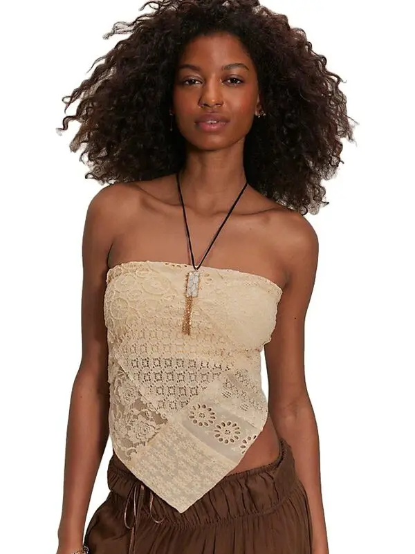 Free People Fp One Raya Lace Bandana Top - Apricot Gelato