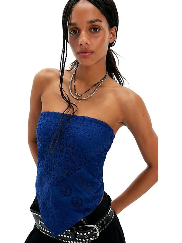 Free People Fp One Raya Lace Bandana Top - Blueprint