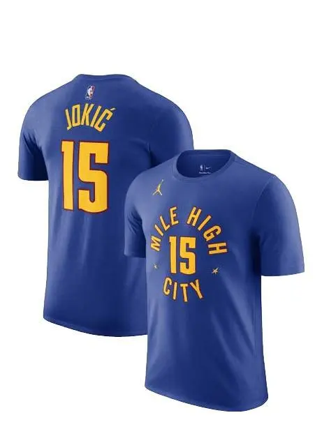 JORDAN BRAND Nikola Jokic Denver Nuggets 2022/23 Statement Edition Name & Number T-shirt - Blue
