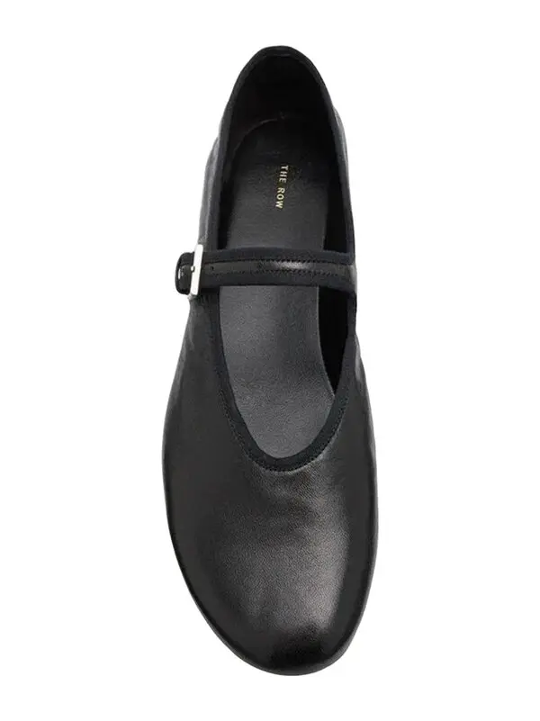 THE ROW Boheme Leather Ballerina Flats - Black