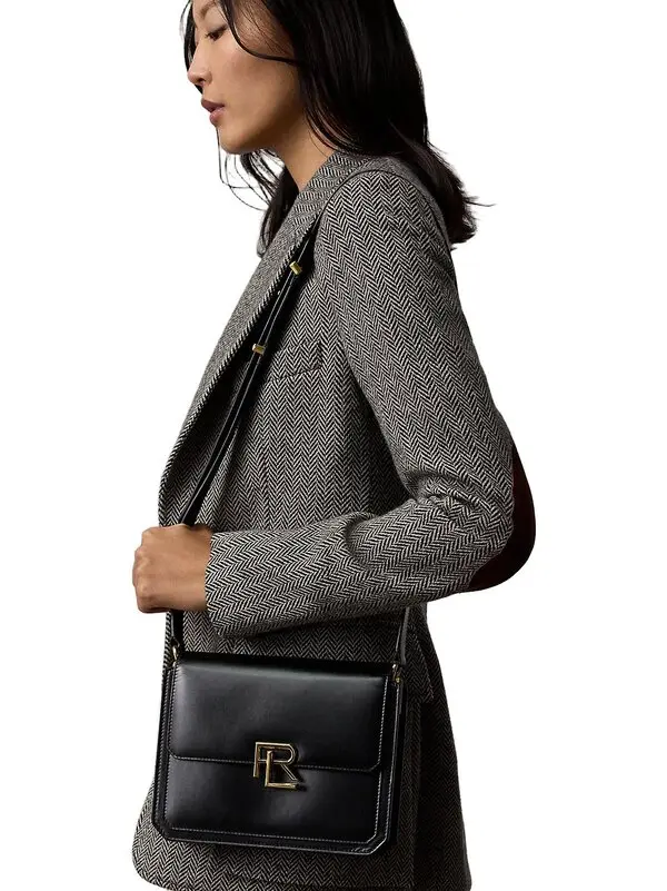 Ralph Lauren Rl 888 Box Calfskin Crossbody - Black
