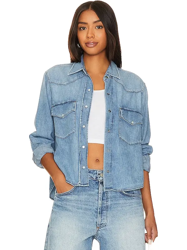 Citizens Of Humanity Cropped Western Shirt - Carolina Blue