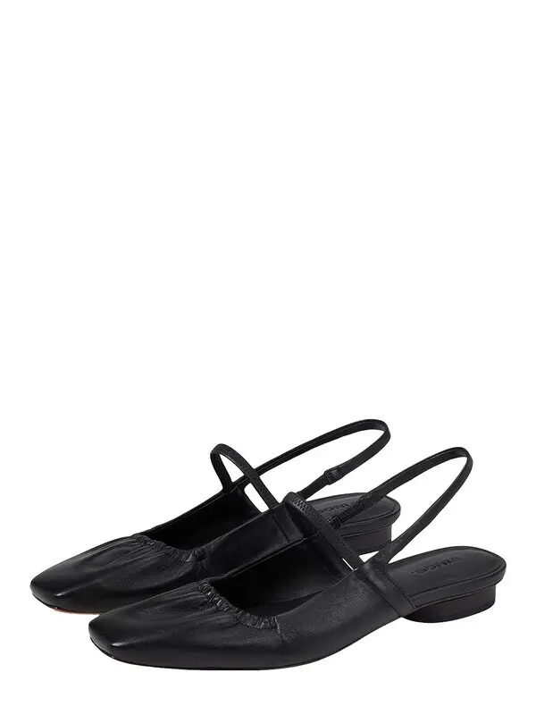 Vince Venice Slingback Flats In Warm Silver Leather - Black