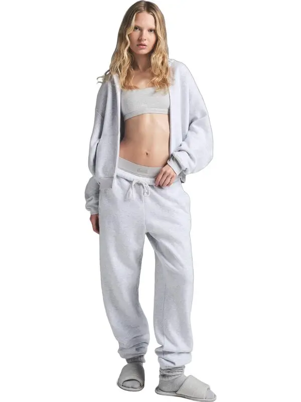SKIMS Classic Cotton Fleece Zip-up Hoodie - Light Heather Grey