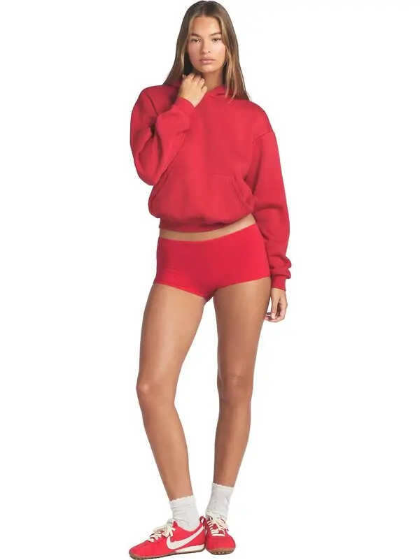 SKIMS Classic Cotton Fleece Hoodie - Washed Red