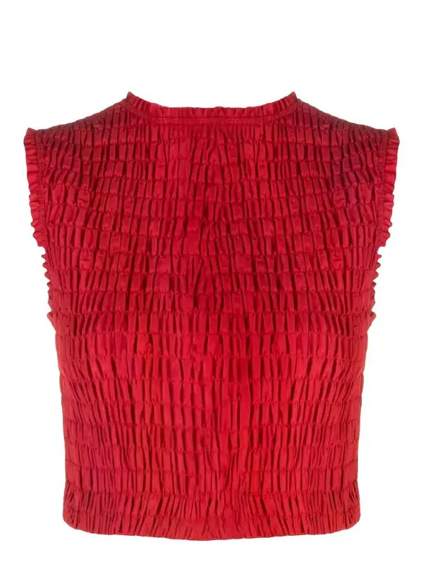 Patou Smocked Crop Top - Red