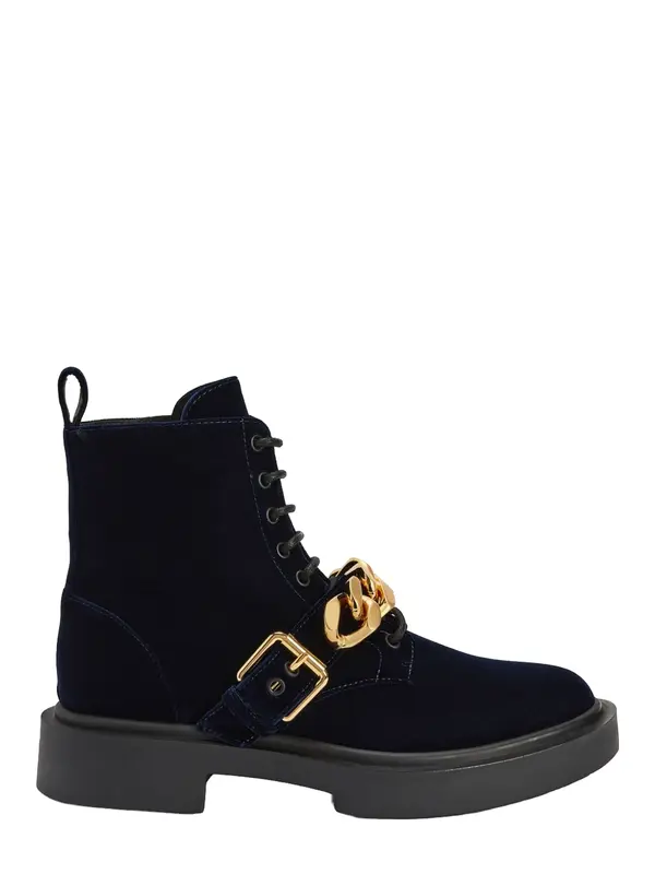 GIUSEPPE ZANOTTI Adric Velvet Lace-up Sneakers - Blue