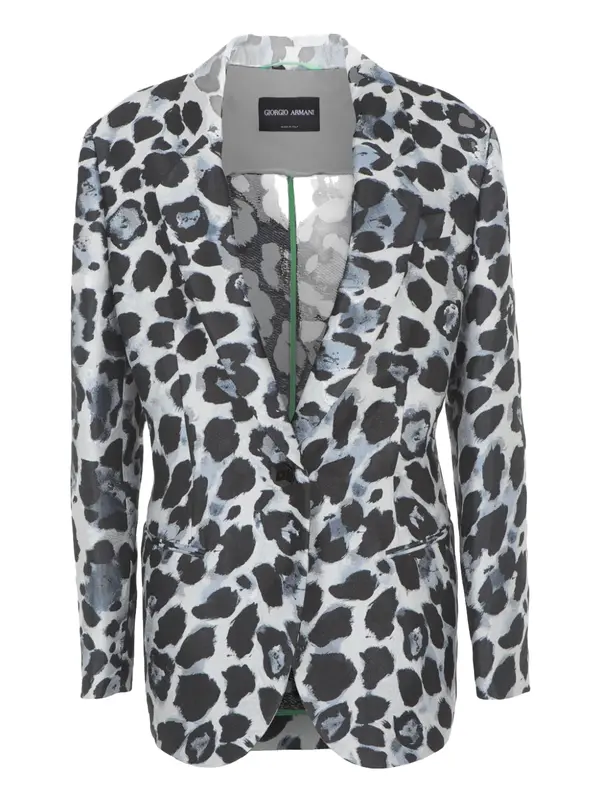 Giorgio Armani Leopard-print Single-breasted Blazer - Black