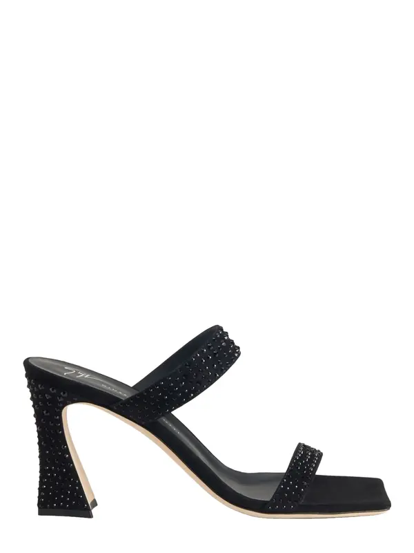 GIUSEPPE ZANOTTI 85mm Flaminia Velvet Sandals - Black