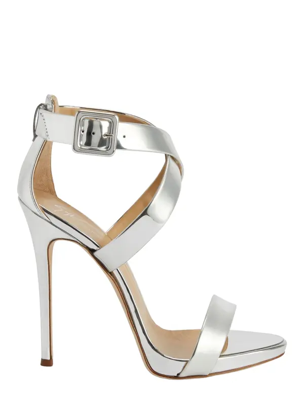 GIUSEPPE ZANOTTI 120mm Bellis Leather Sandals - Silver
