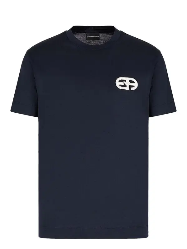 Emporio Armani Logo-patch Jersey T-shirt - Blue