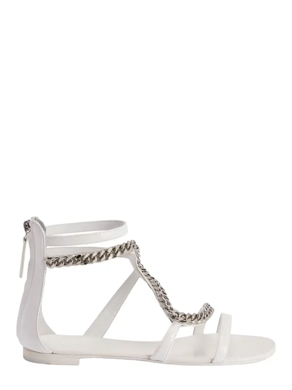 GIUSEPPE ZANOTTI Samantha Chain-link Leather Sandals - White