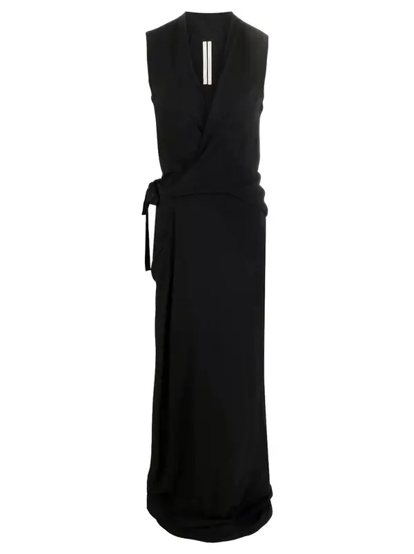 Rick Owens V-neck Wrap Sleeveless Gown - Black