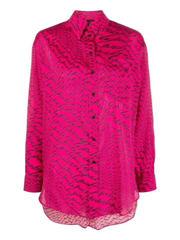 Pinko Logo-print Long-sleeve Shirt - Pink