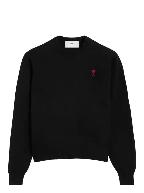 Ami Logo-embroidered Wool Jumper - Black